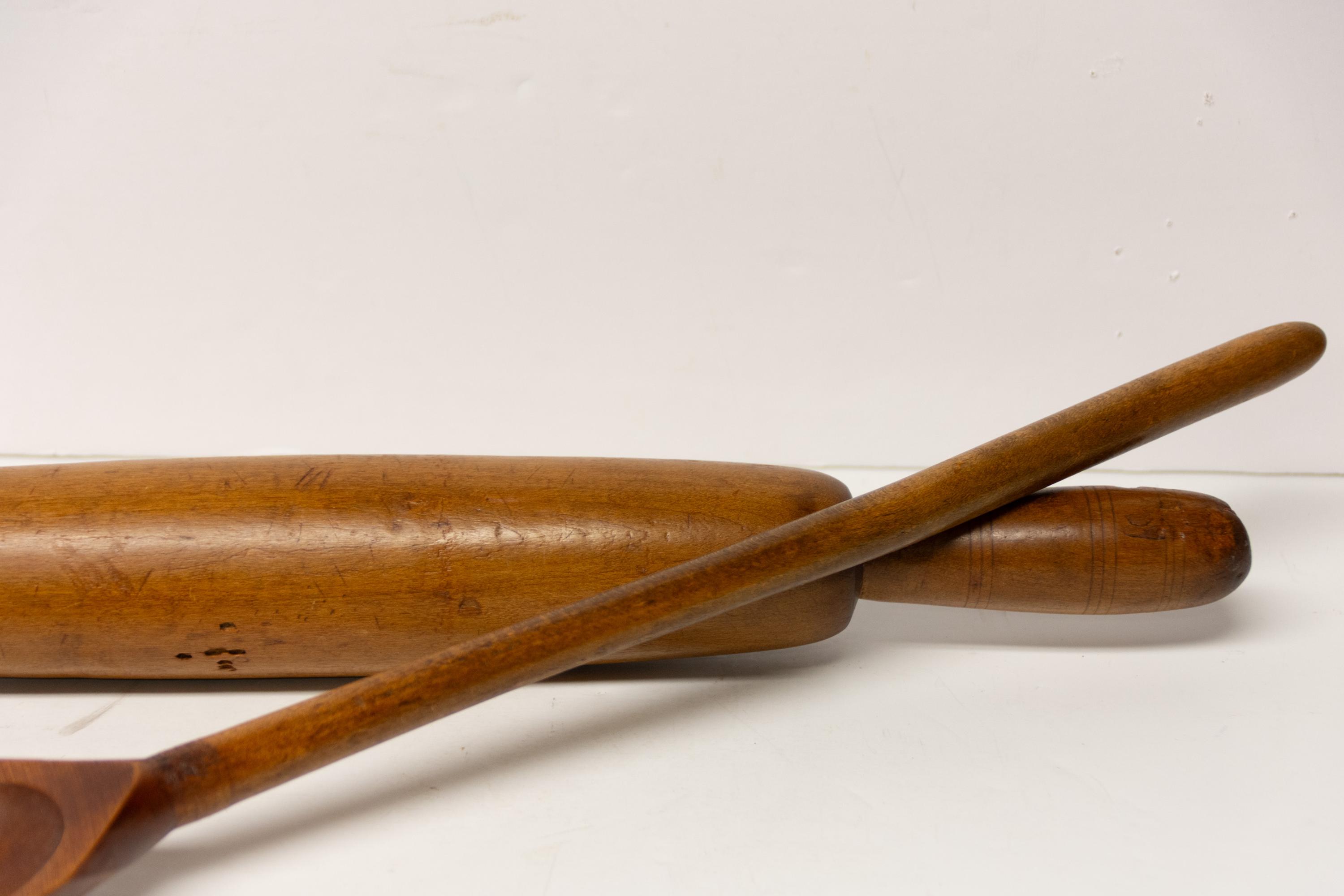 Antique Kitchen Wood Utensils Baking Tools Pastry Dough Rolling Pin and ...