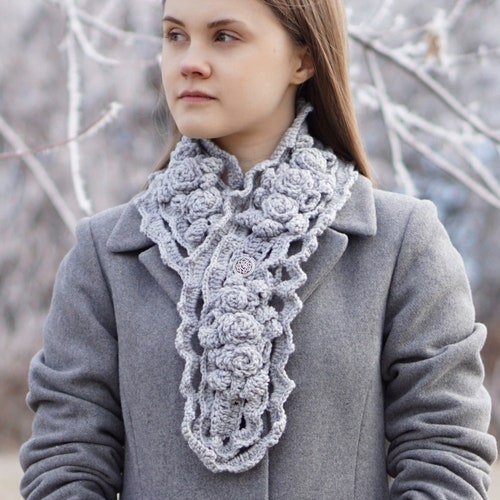 Rose Scarf Crochet Pattern: Elegant Rose Scarf Crochet - Etsy Canada
