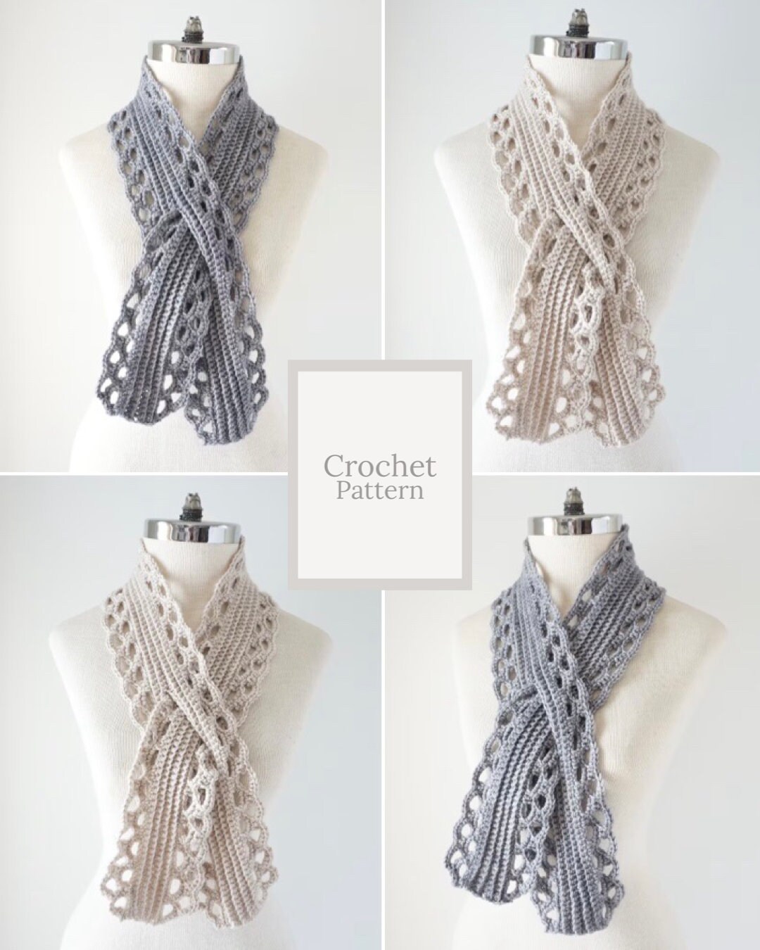 Sophia Lace Scarf Crochet Pattern in DK Weight Yarn, Contemporary Scarf ...