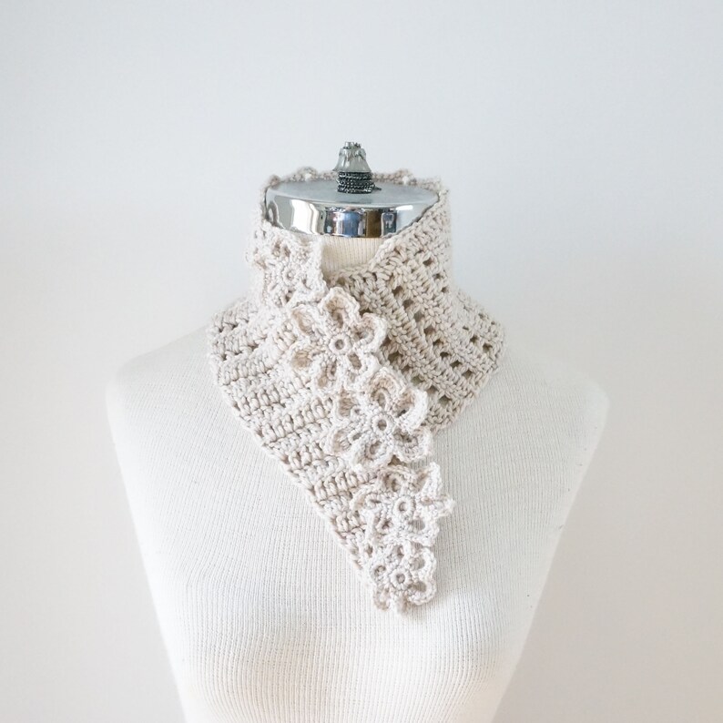 Floral Eyelet Collar Scarf Crochet Pattern Crochet Scarf | Etsy