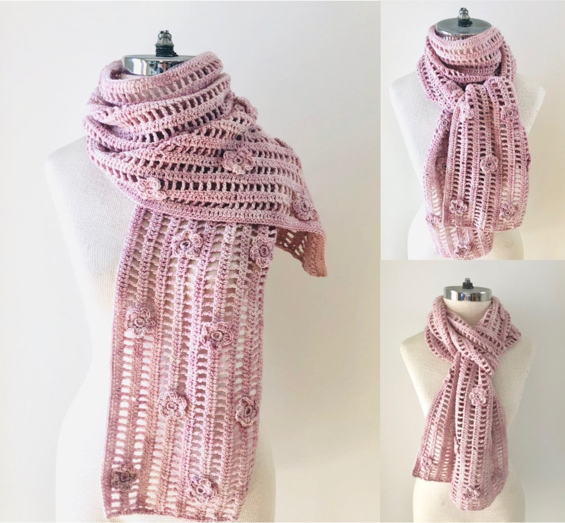 Floral Blossoms Scarf Crochet Pattern Neck Warmer Scarf - Etsy