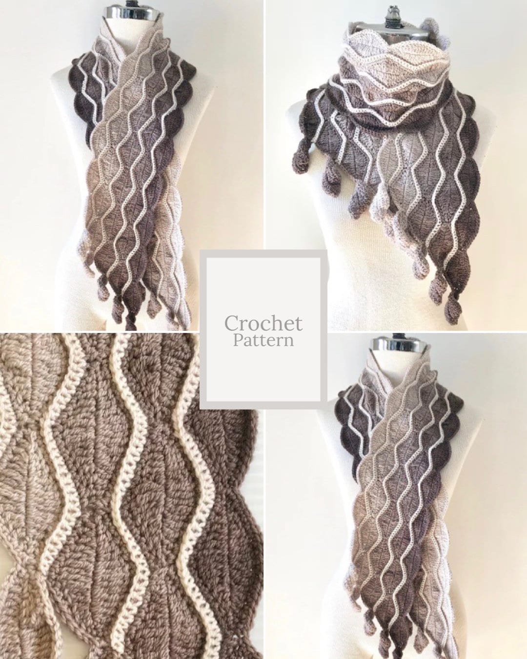 Elegant Leaves Scarf Crochet Pattern, Shawl Pattern, Long Scarf ...