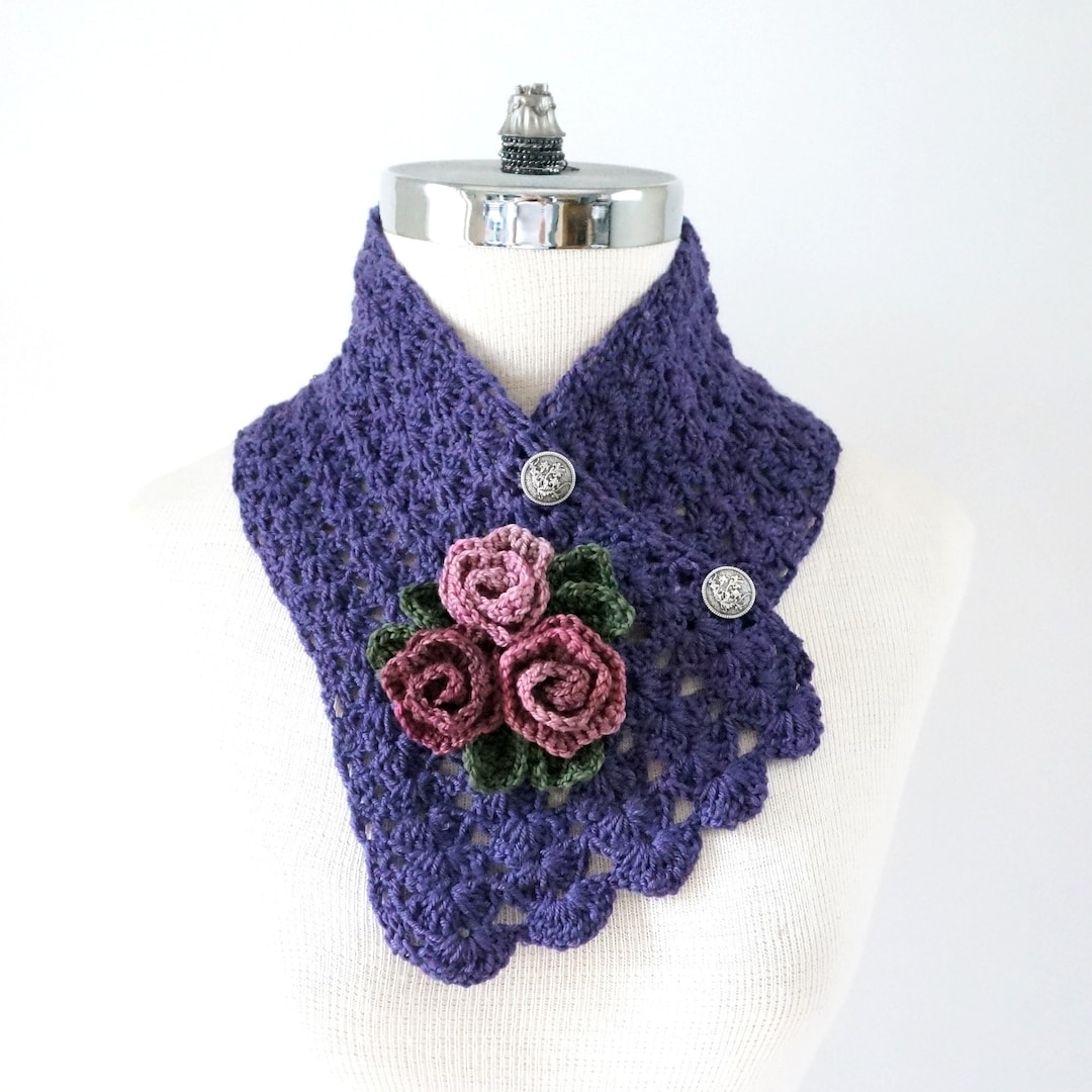 Floral Rose Bouquet Scarf Crochet Pattern, Floral Scarf Crochet Pattern ...