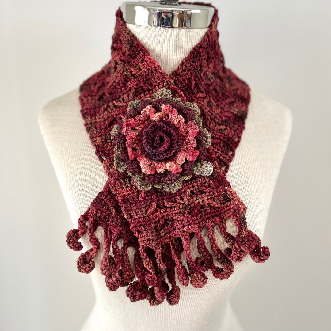 Floral Rose Scarf in Burgundy Hand Painted Merino Wool - Etsy