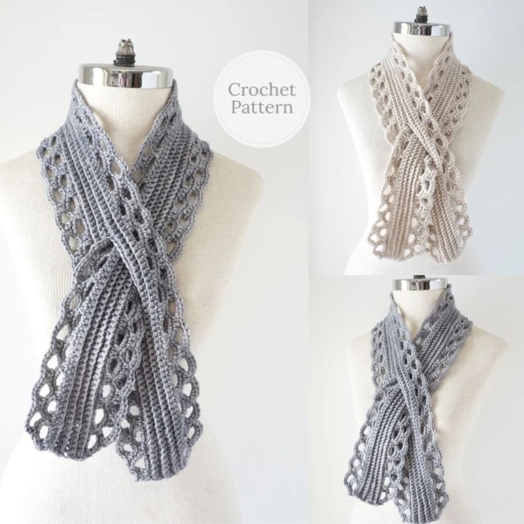 Sophia Lace Scarf Crochet Pattern in DK Weight Yarn, Contemporary Scarf ...
