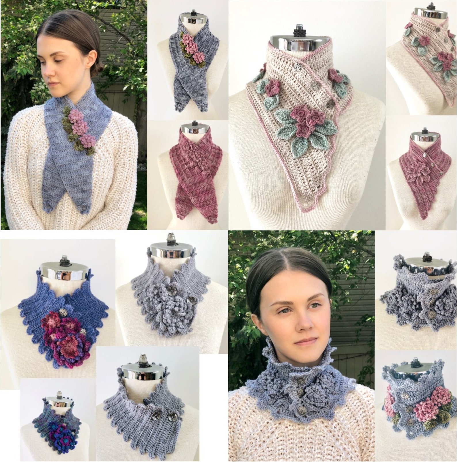 Crochet Pattern Collection 1 Floral Botanical Scarves - Etsy