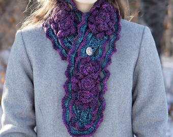 Rose Scarf Crochet Pattern: Elegant Rose Scarf Crochet | Etsy