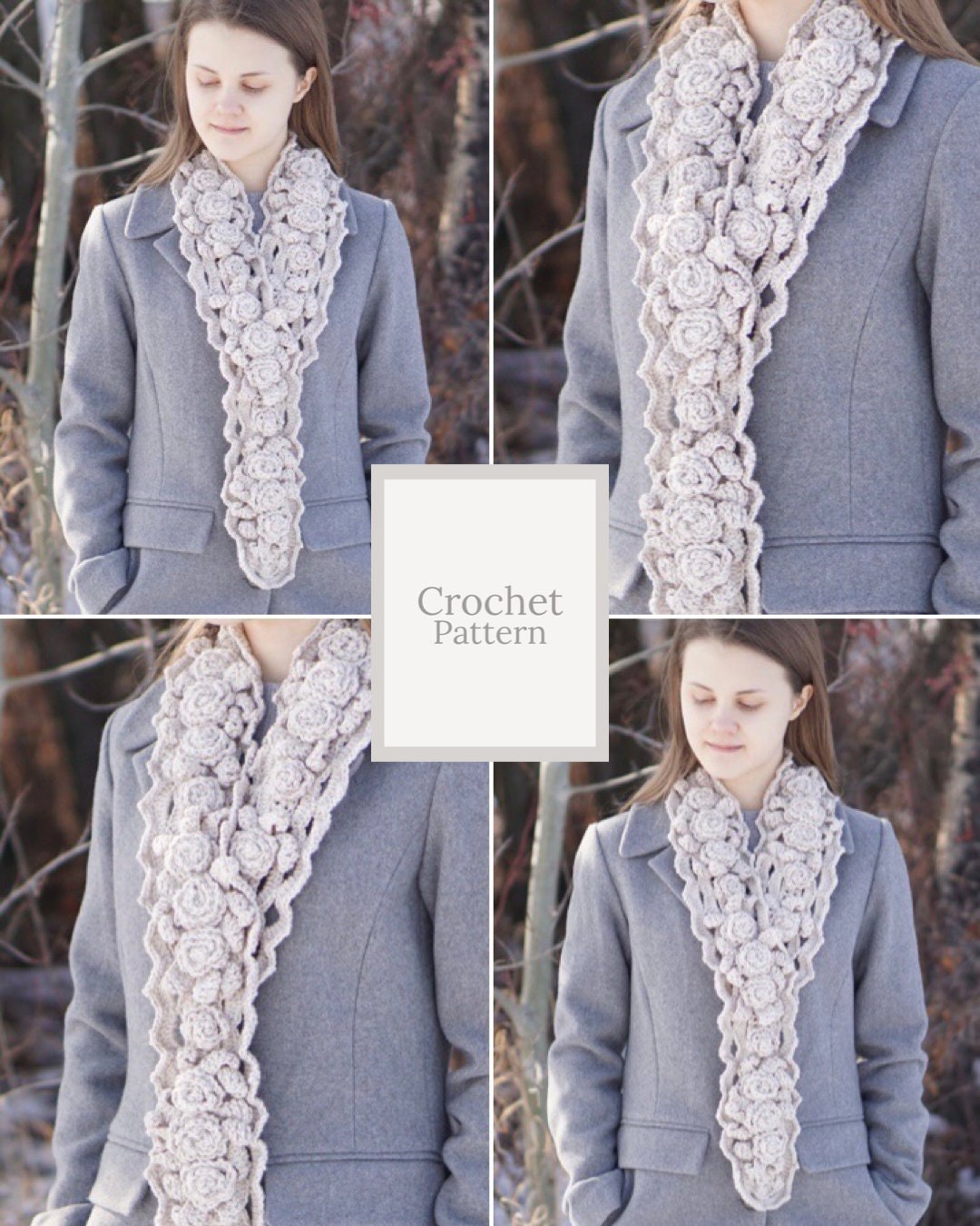 Crochet Scarf Pattern: Elegant Rose Long X Long Scarf Crochet Pattern ...
