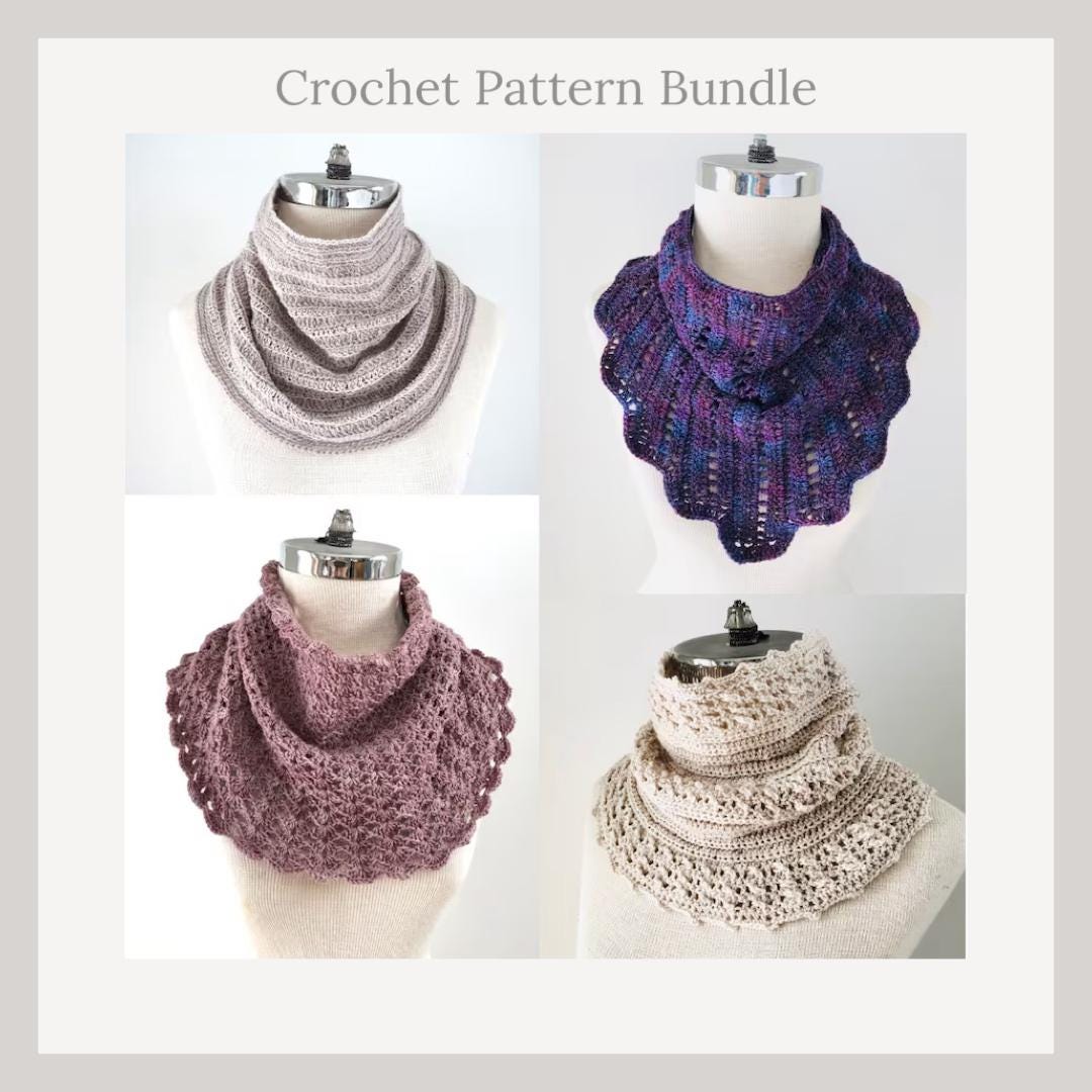 Crochet Pattern Collection #5 Infinity Scarves, Includes 4 Crochet ...