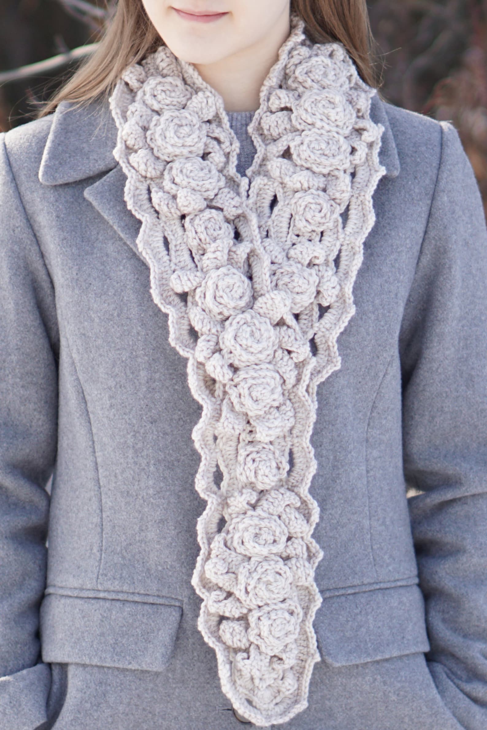 Crochet Scarf Pattern: Elegant Rose Long X Long Scarf - Etsy