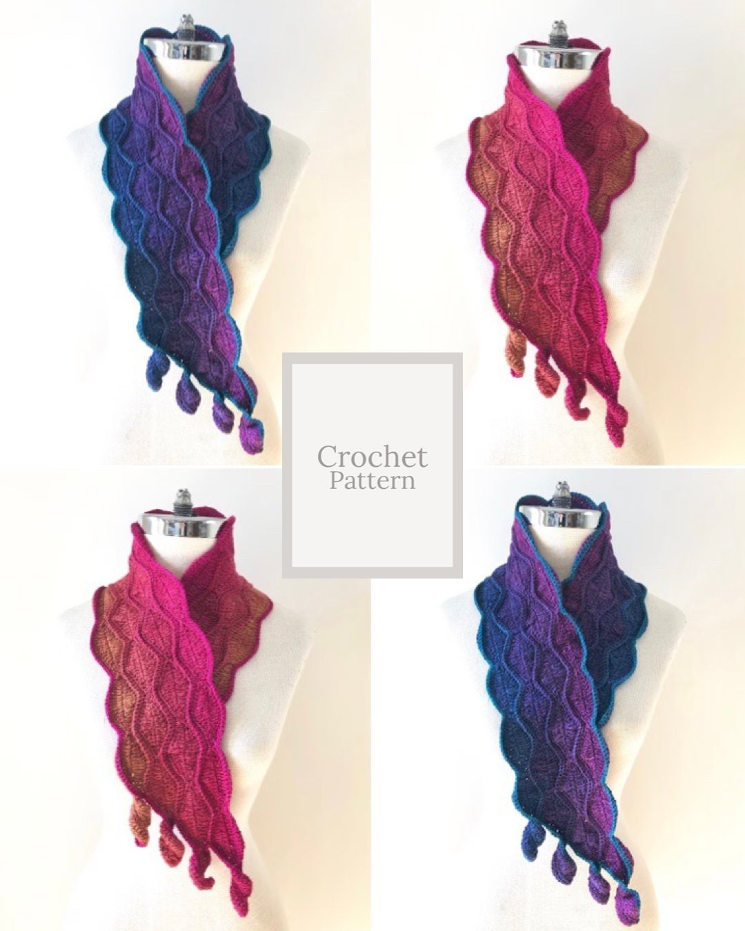 Elegant Leaves Accent Scarf Crochet Pattern Accent Scarf - Etsy