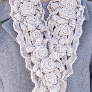 Crochet Scarf Pattern: Elegant Rose Long (X Long) Scarf Crochet Pattern ...