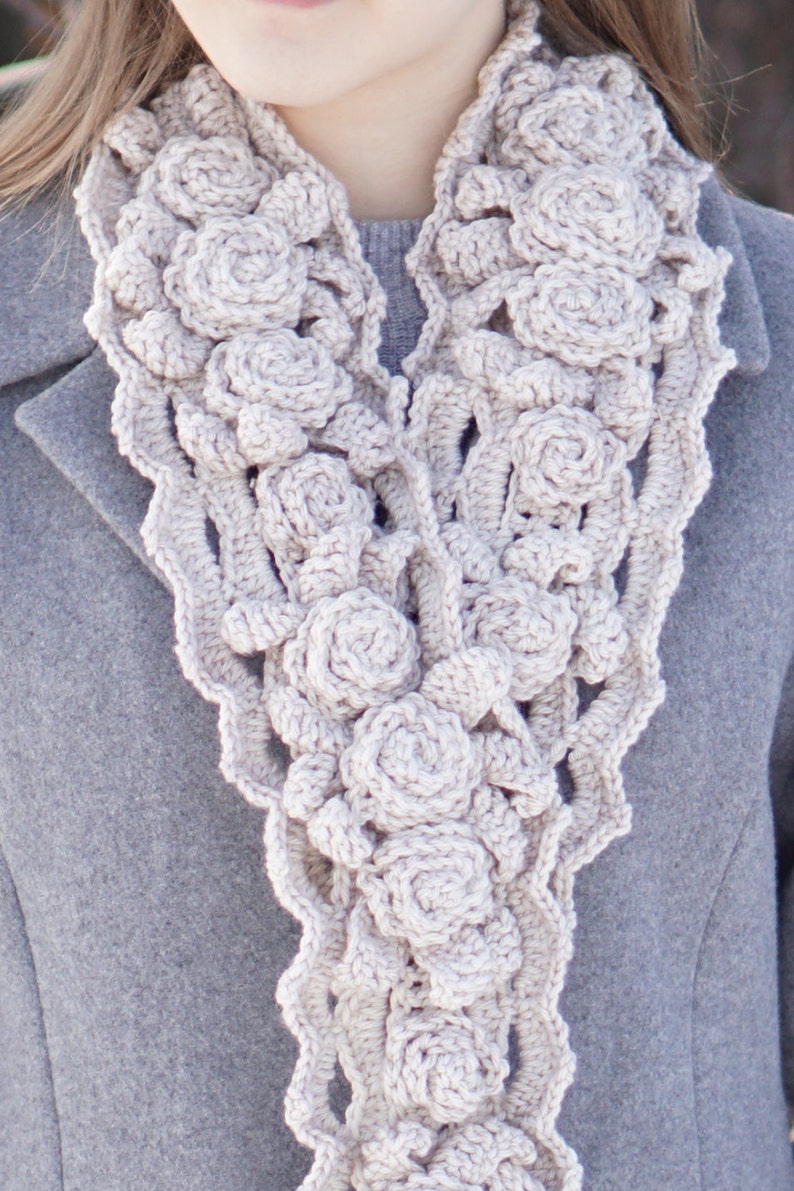 Crochet Scarf Pattern: Elegant Rose Long X Long Scarf - Etsy Canada
