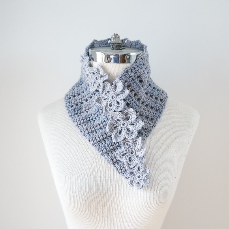 Floral Eyelet Collar Scarf Crochet Pattern Crochet Scarf | Etsy