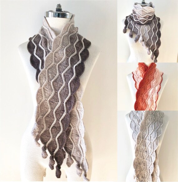 Elegant Leaves Scarf Crochet pattern shawl pattern long | Etsy