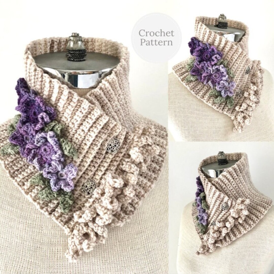 Floral Tea Garden Scarf Crochet Pattern, Floral Scarf, Uses DK ...