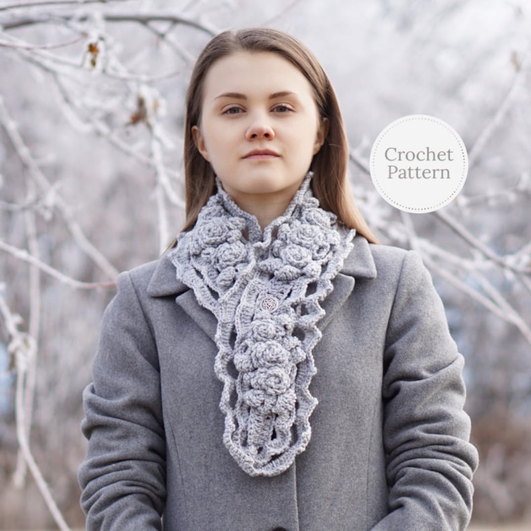 Elegant Rose Scarf Crochet Pattern, Rose Scarf Pattern, Crochet Pattern ...