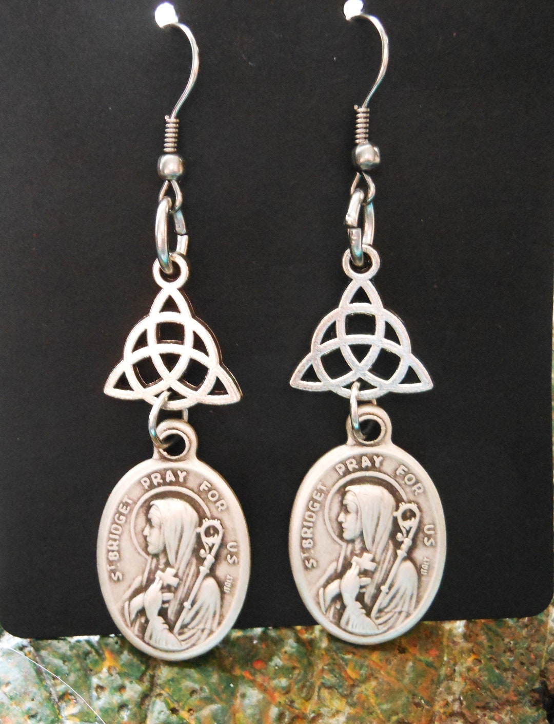 St. Bridget/brigid of Ireland Infinity Knot Earrings, Catholic Jewelry ...