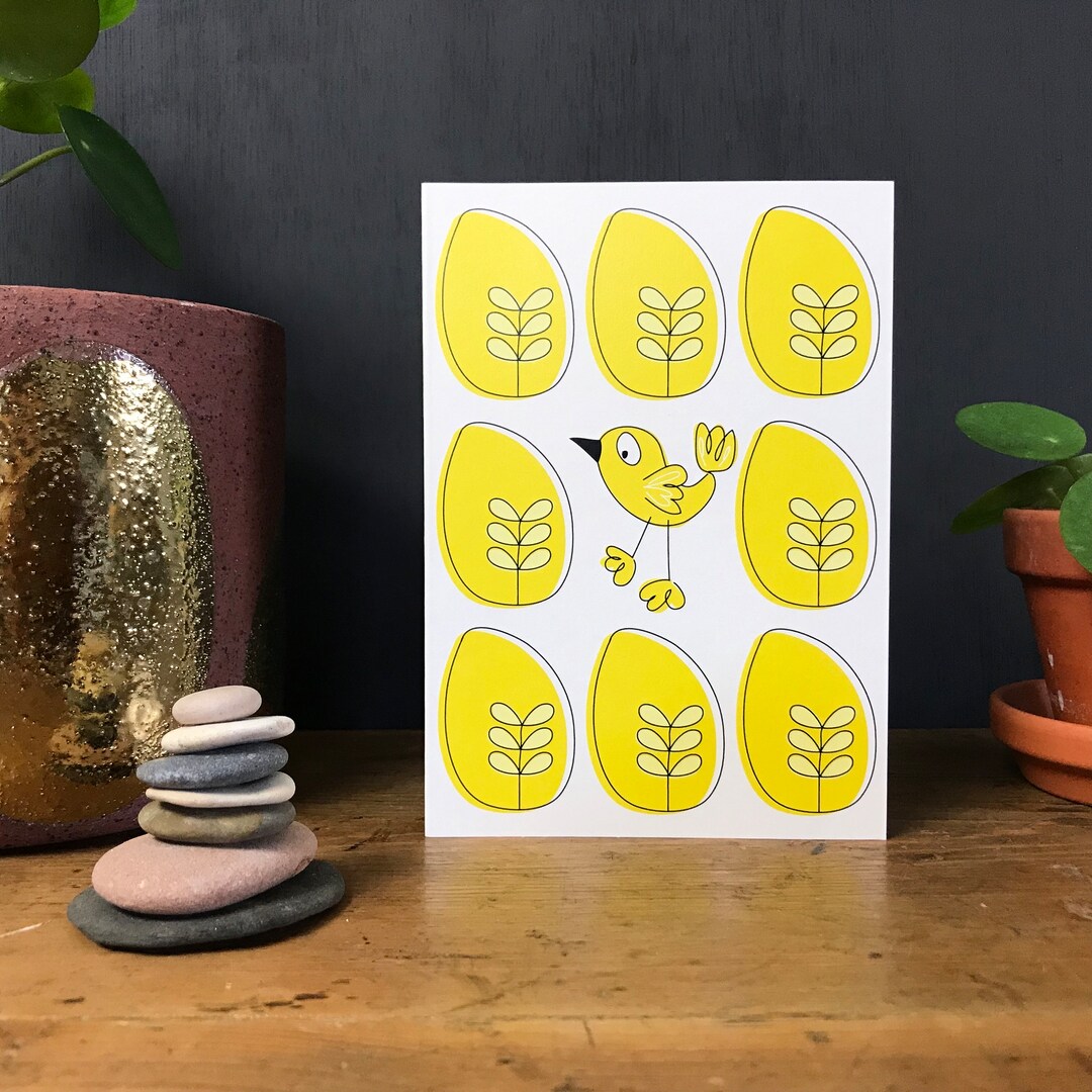 Eight Easter Eggs and Chick Easter Card - Etsy UK