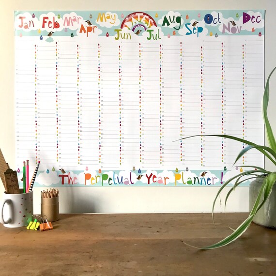 Perpetual Calendar Rainbow Wall Planner - Etsy UK