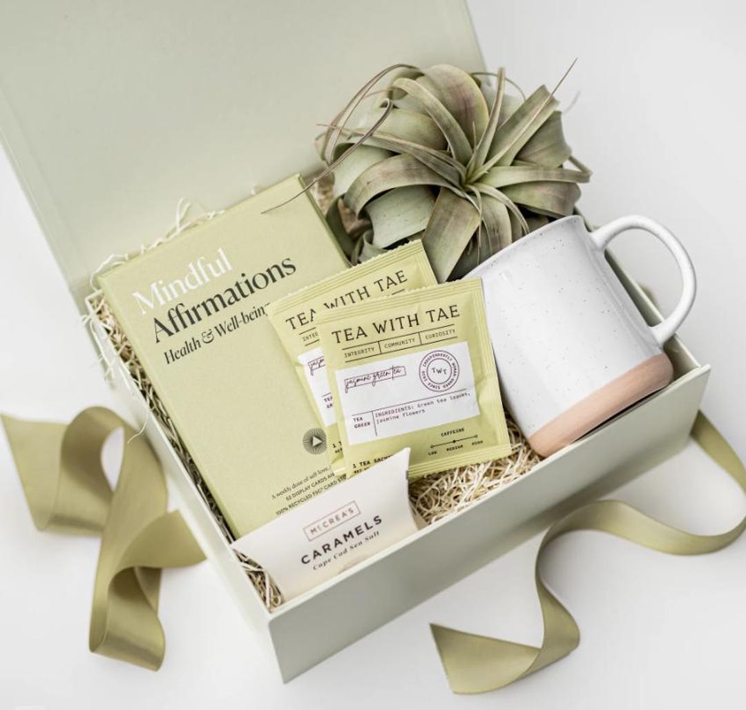 Mindful Meditation Gift Box: Affirmation Cards, Air Plant & Tea - Etsy