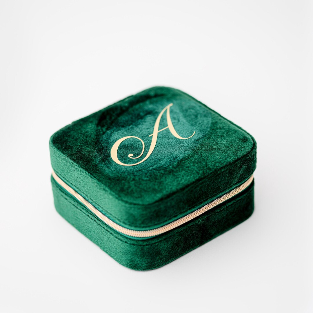 Personalized Velvet Jewelry Box: Custom Initial Calligraphy - Etsy