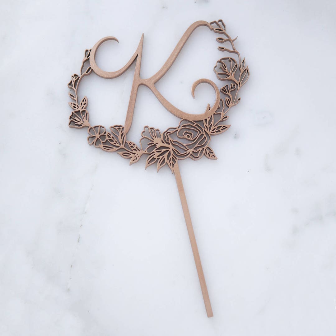 Custom Cake Topper -floral Monogram Wedding Cake Topper-laser Cut ...