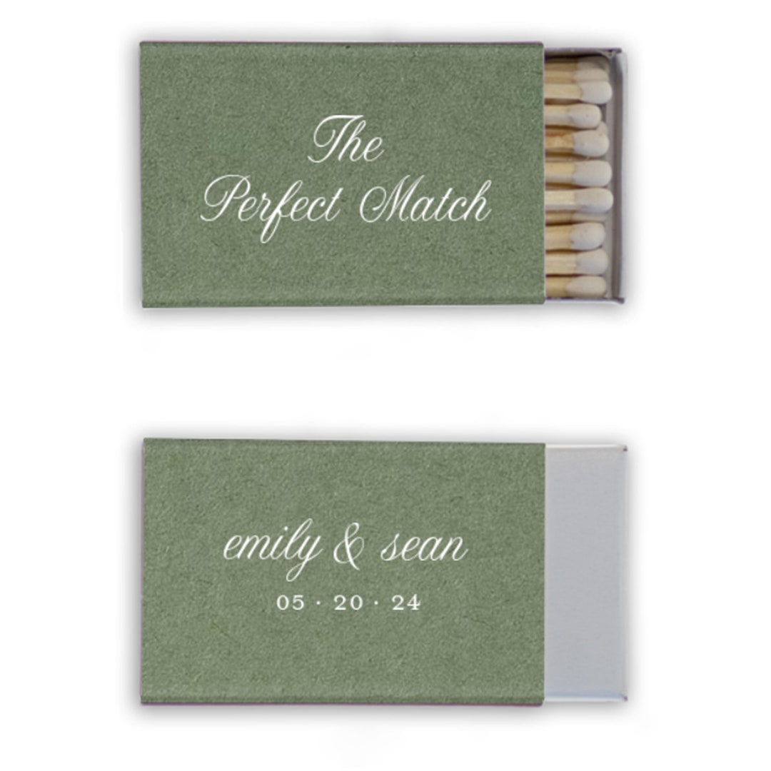50+ the Perfect Match Wedding Matchboxes, Matches, Personalized Wedding ...