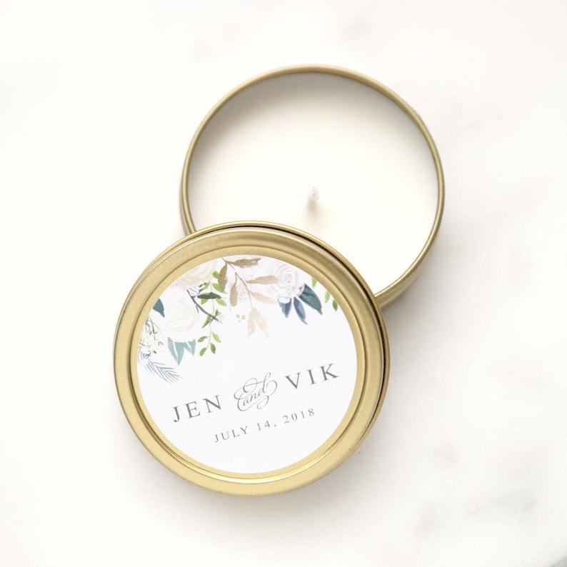 Wedding Favors Gold Tin Custom Personalized Candles Candle Etsy
