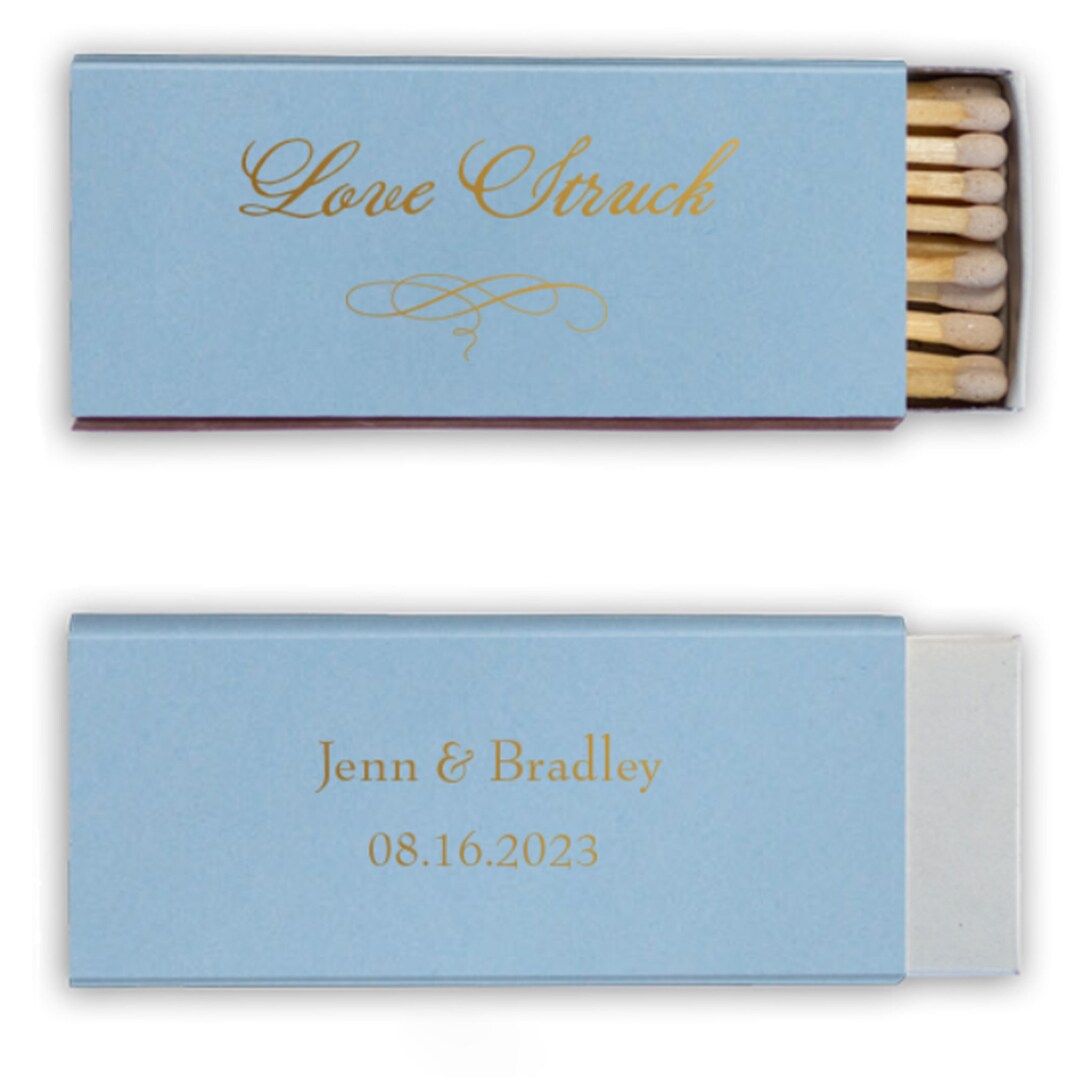 50+ Love Struck & Names Wedding Matchboxes, Matches, Personalized ...