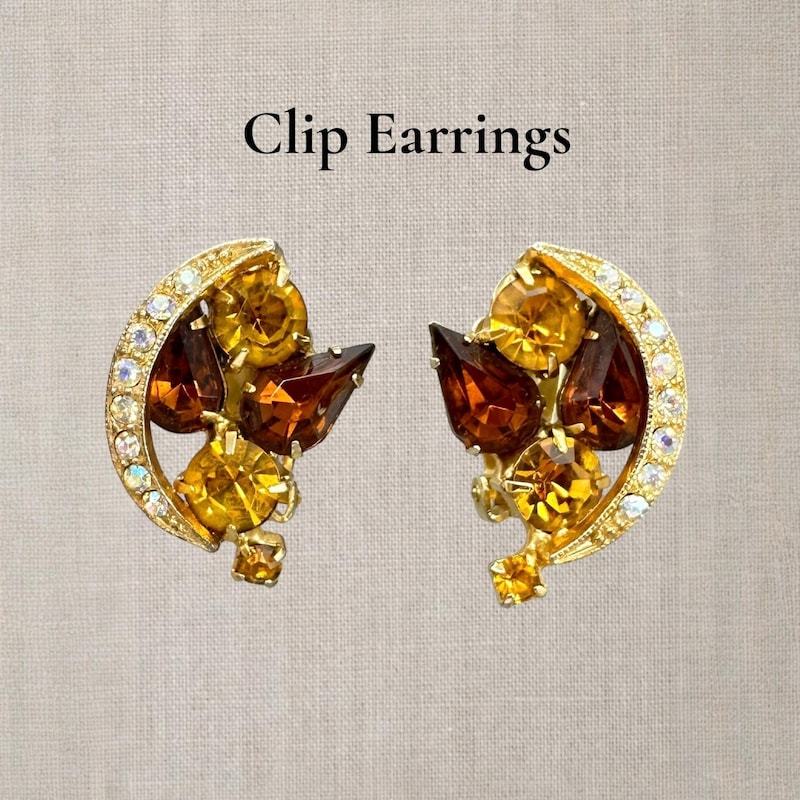 Brown Topaz Clip Earrings - Etsy