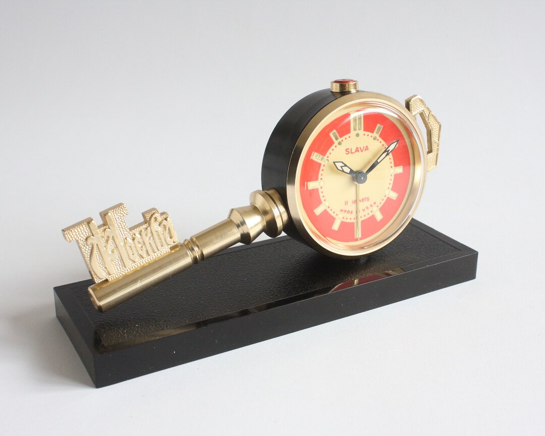 Alarm Clock Slava, Vintage Key Shaped Wind-up Clock, Key of Moscow ...