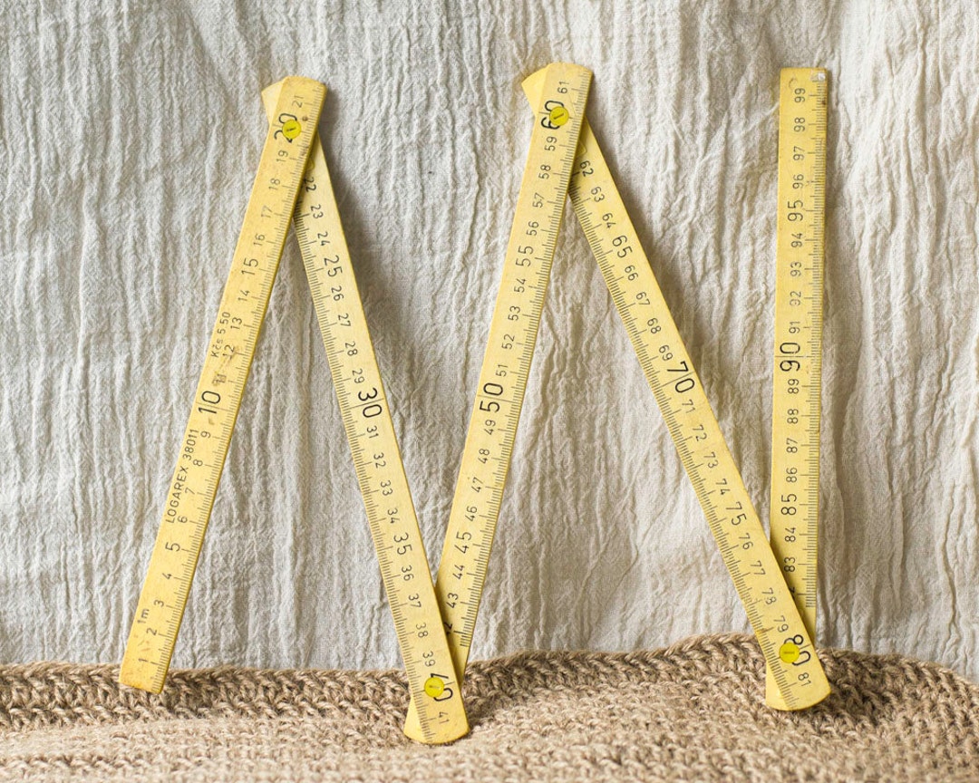 Vintage Logarex Wooden Folding Ruler, Yellow Metric Folding Ruler ...