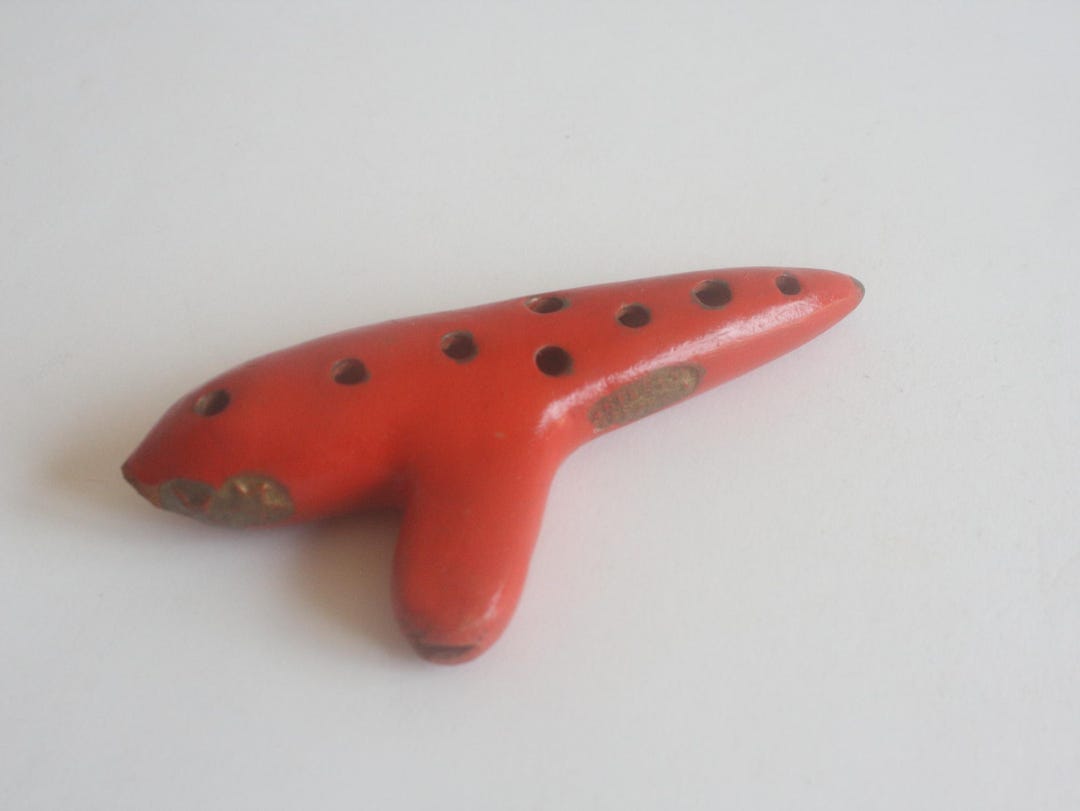 Vintage Bulgarian Red Ocarina Flute, Ceramic Whistle, Traditional Folk ...