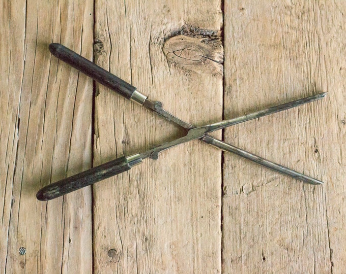 Antique Curling Iron - Rare Travel Curling Iron - Fold up Wooden ...