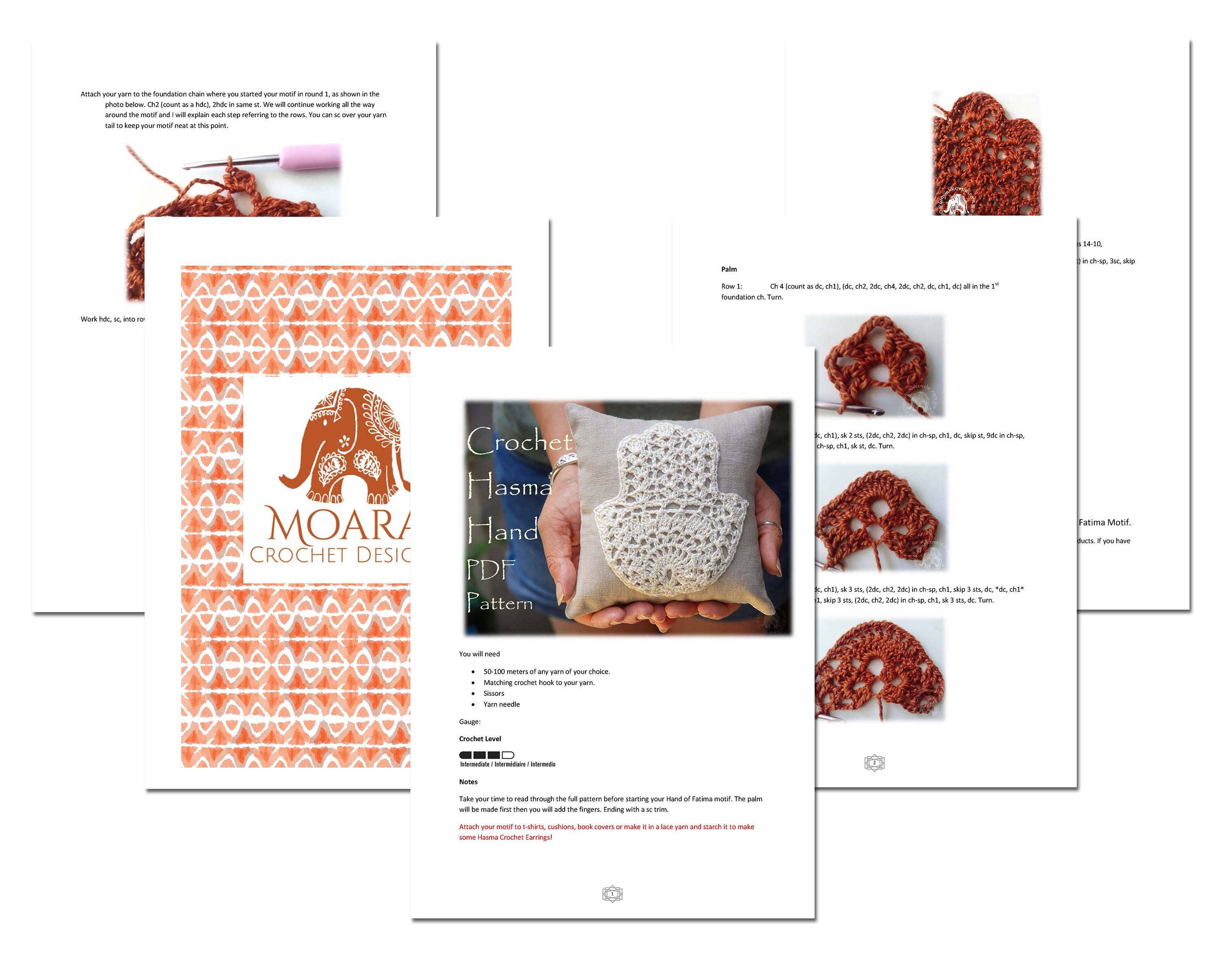 Crochet Pattern Crochet Motif Crochet Hamsa Hand of - Etsy Hong Kong