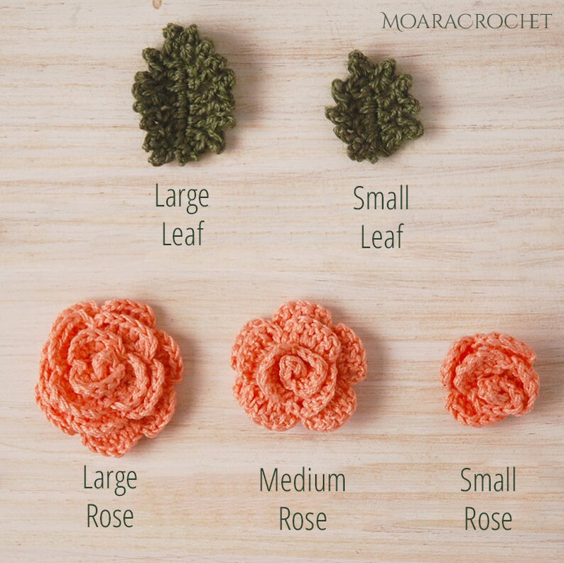 Crochet Rose Flower and Leaf Pattern Step by Step Crochet - Etsy