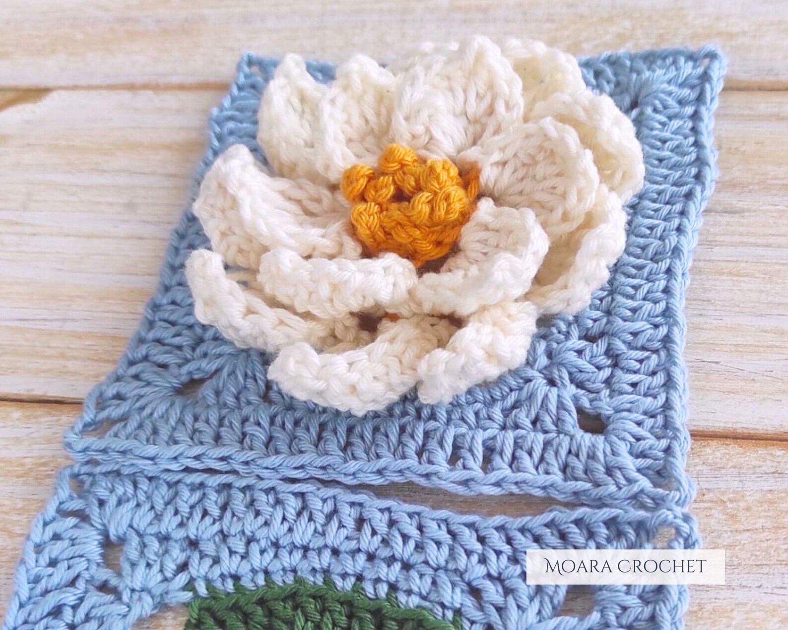 Crochet Granny Square Water Lily & Lily Pad Pattern - Step by Step ...