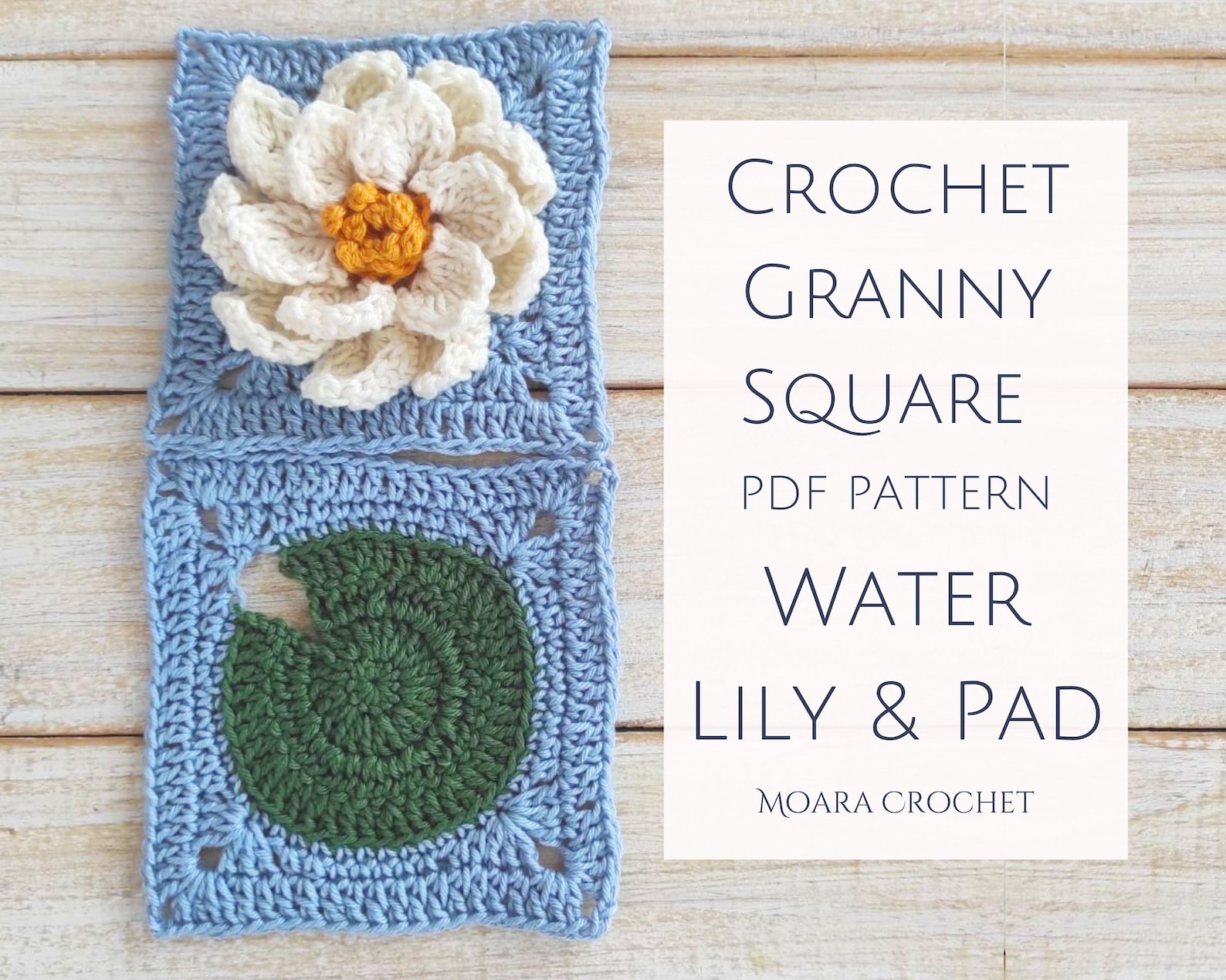 Crochet Granny Square Water Lily & Lily Pad Pattern - Step by Step ...