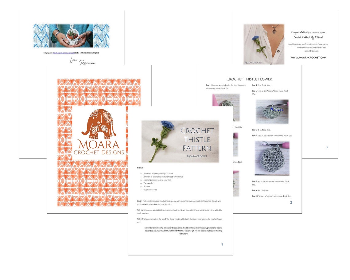 Crochet Thistle Pattern - Step by Step Crochet Flower Pattern With ...