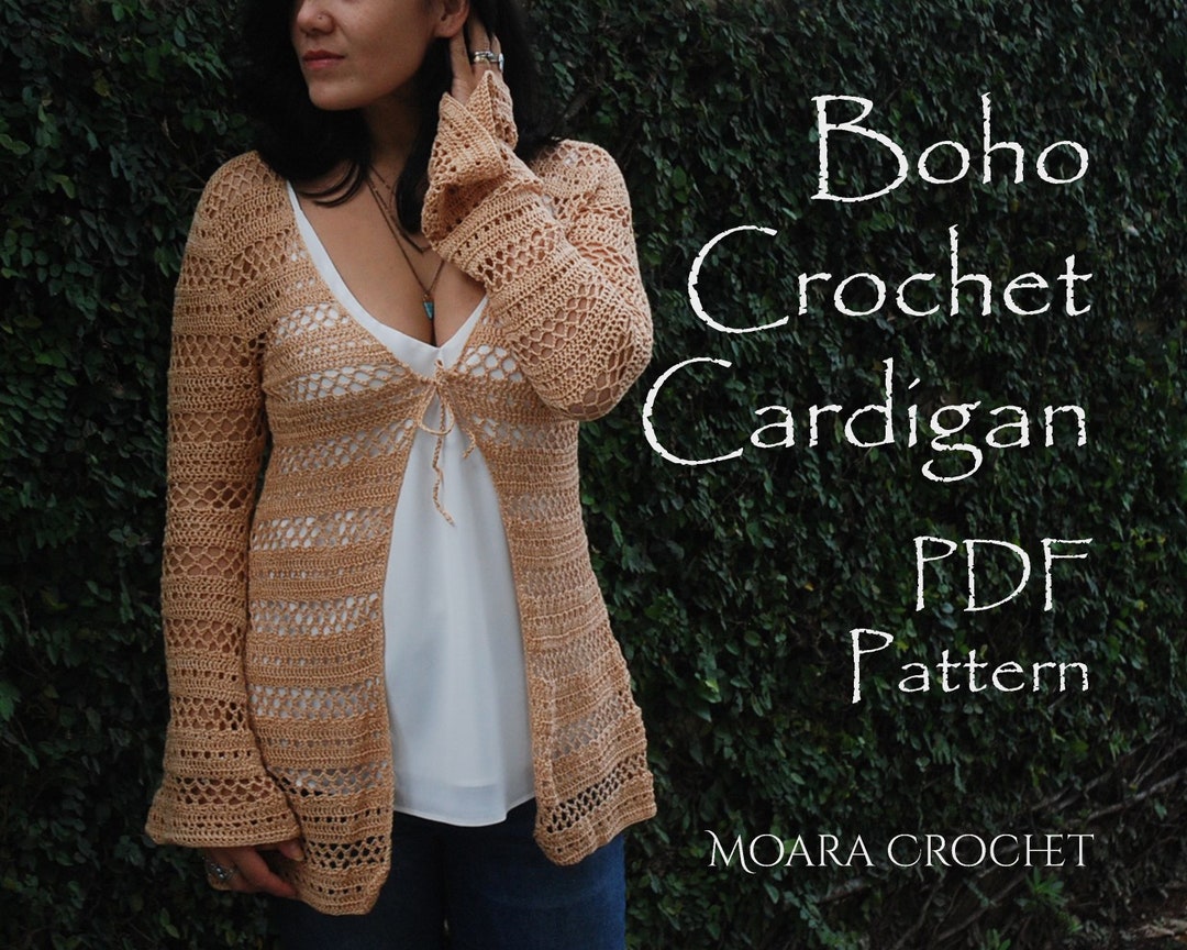 Boho Crochet Cardigan PDF Crochet Cardigan Crochet Tutorial Row by Row ...