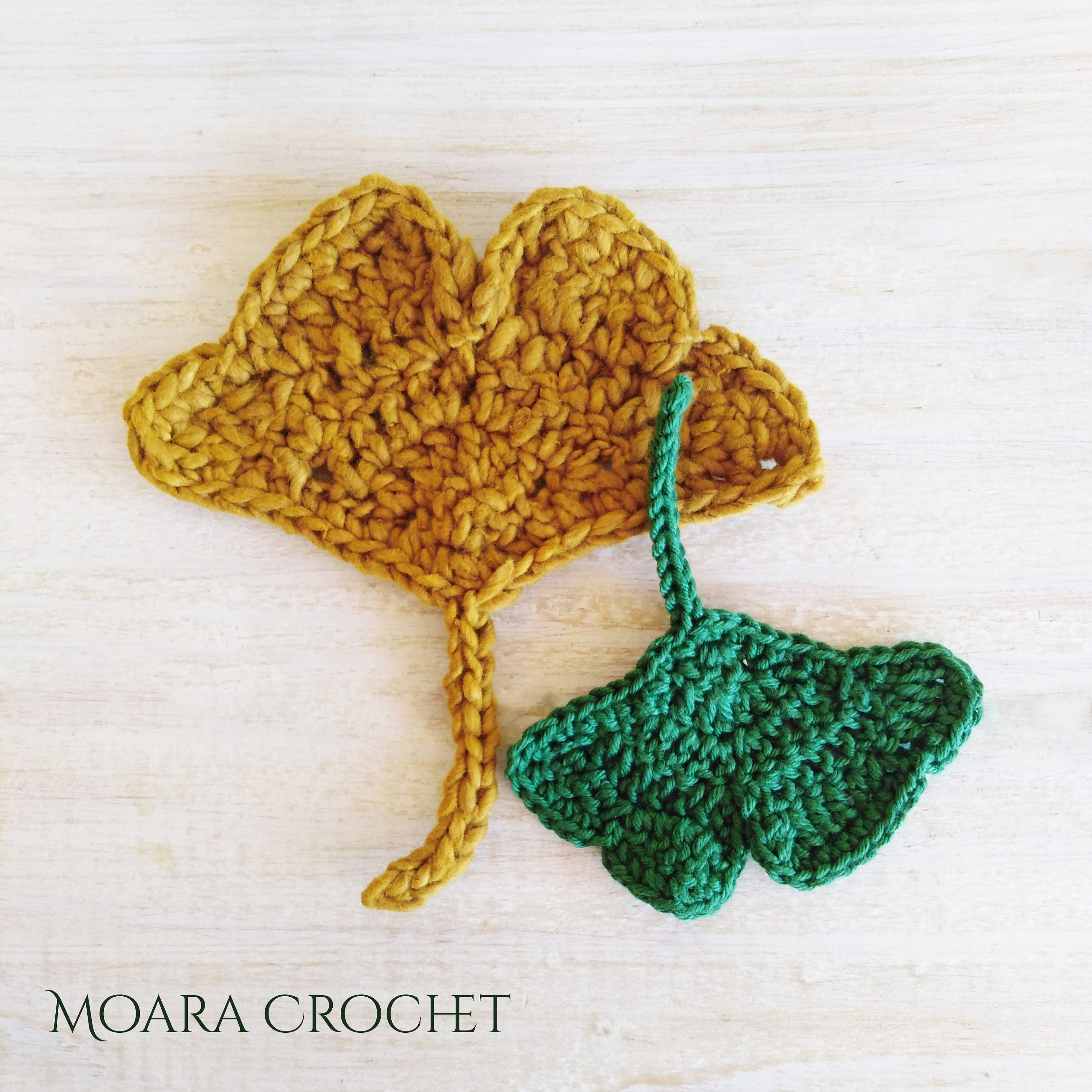 Crochet Leaf Pattern - Ginkgo Leaf Including Step by Step Written ...