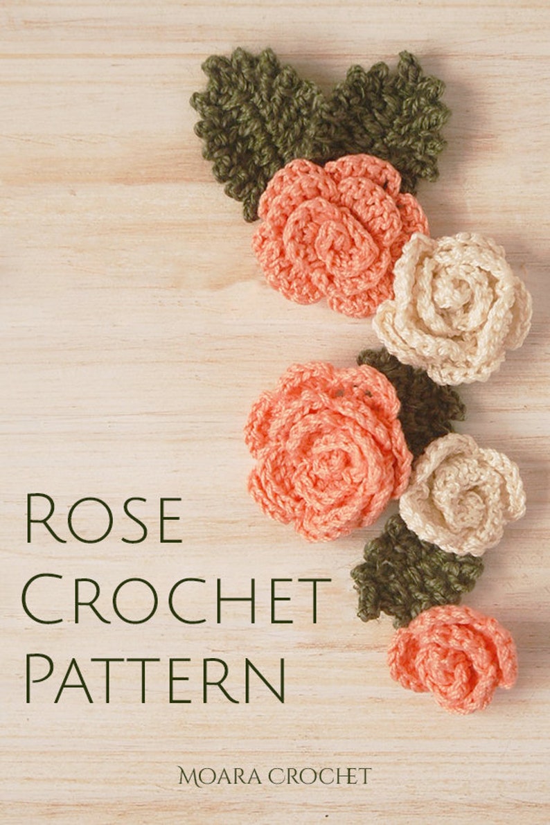 Crochet Rose Flower and Leaf Pattern Step by Step Crochet - Etsy