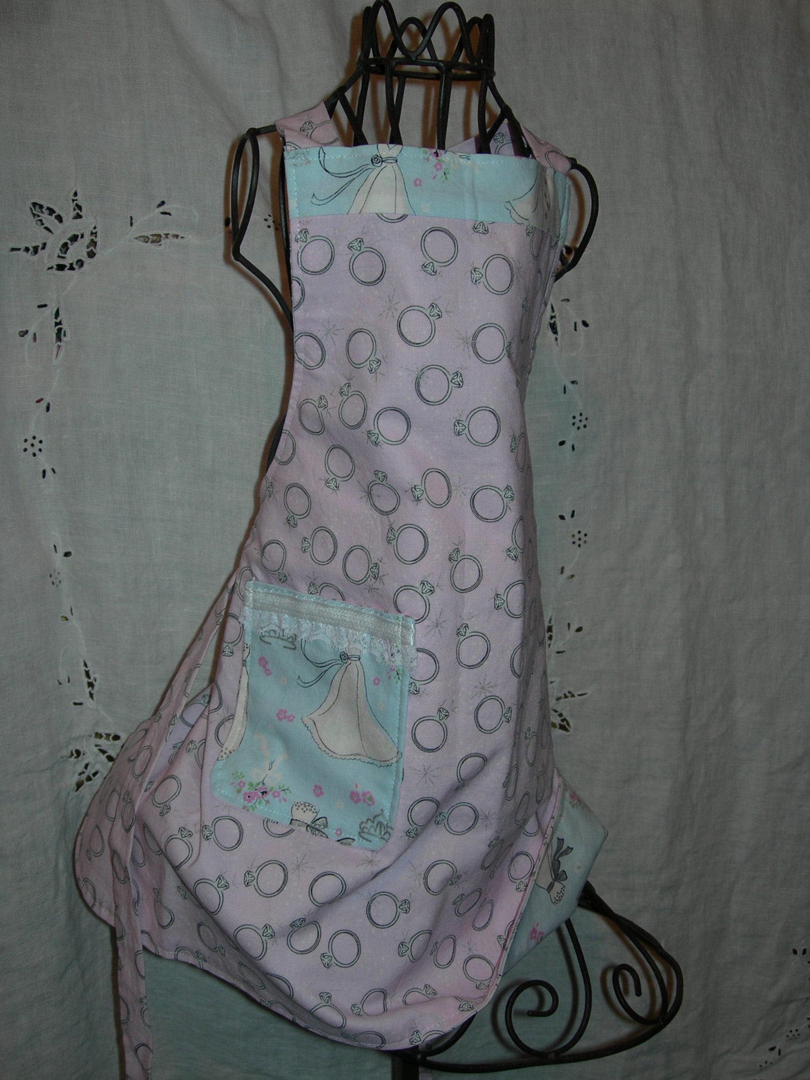 Reversible Girls Apron Designed in Adorable Wedding Dress and Wedding ...