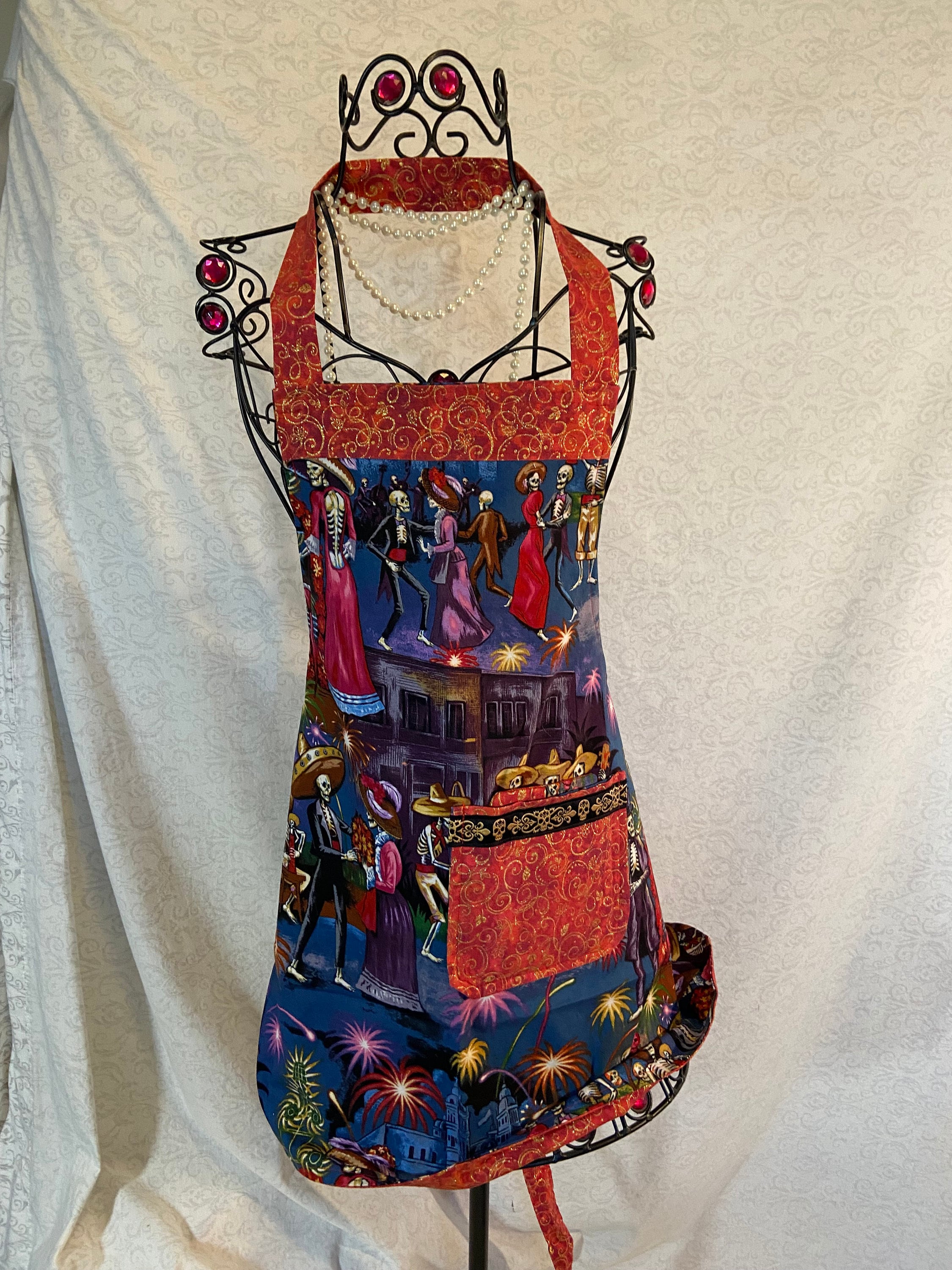 Reversible Apron in Day of the Dead Colors for Those Wild Nites in the ...