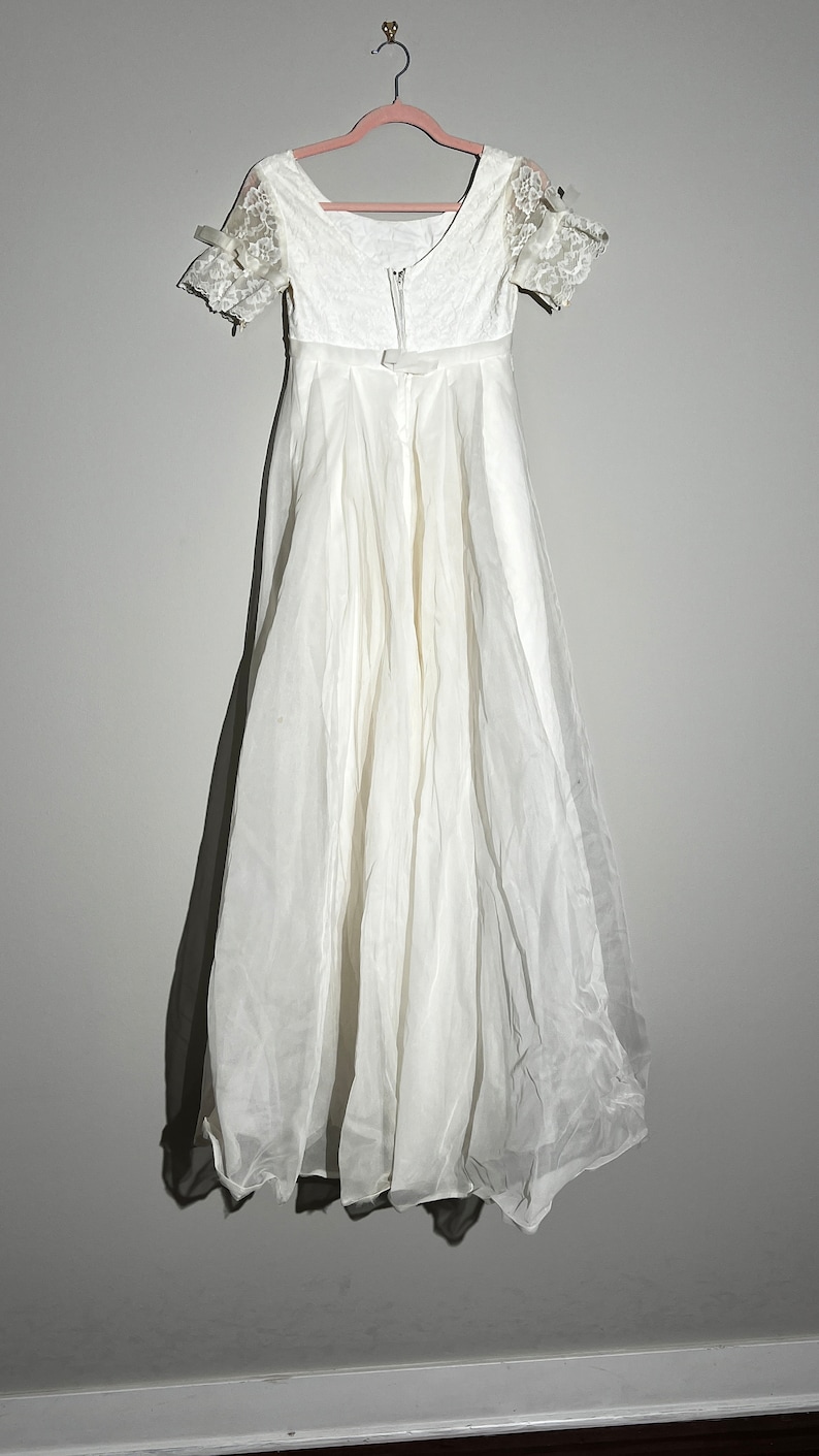 The Cecilia Vintage 1960s Mod White Lace Chiffon Wedding Dress Short ...