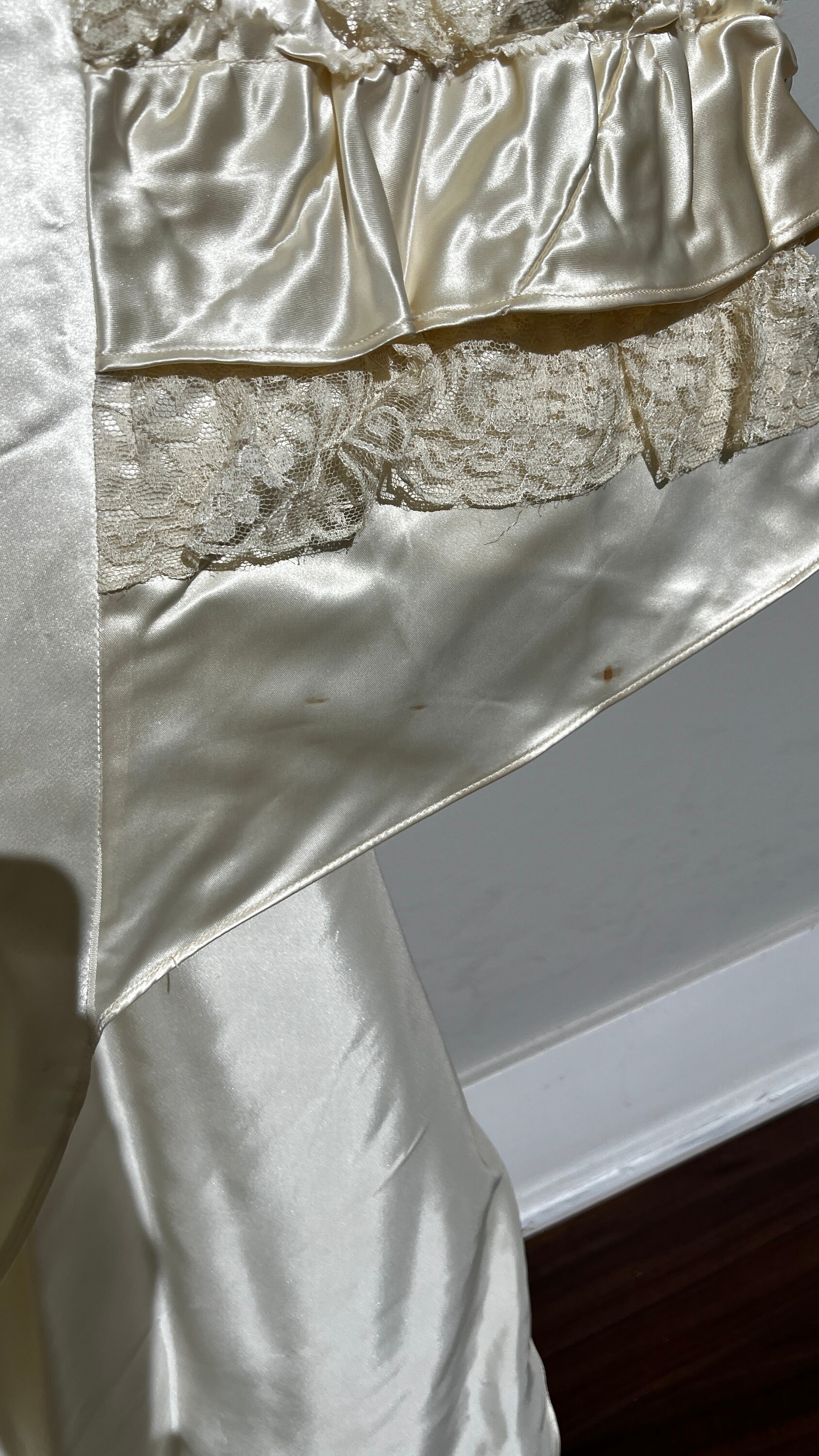 The Belle - Vintage 1940s Candlelight Satin + Lace Wedding Dress Old ...