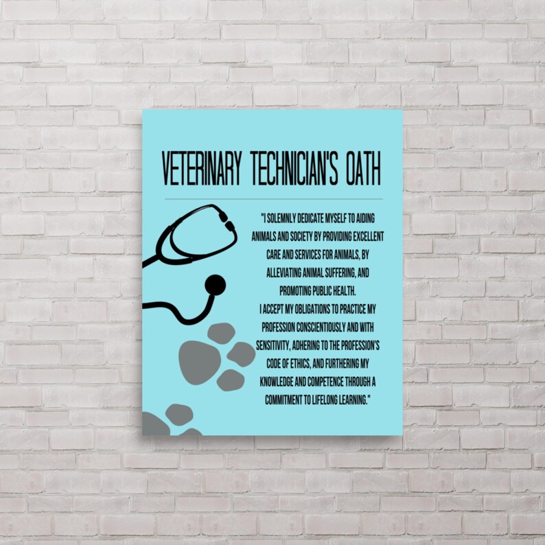 Veterinary Technician's Oath Poster - Etsy