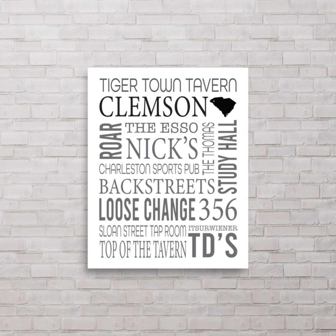 Clemson South Carolina Bars Poster Print - Etsy
