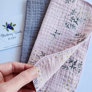 2 Muslin Face Cloths, Organic Facial Cloths 8x8in Double Gauze Wipes ...